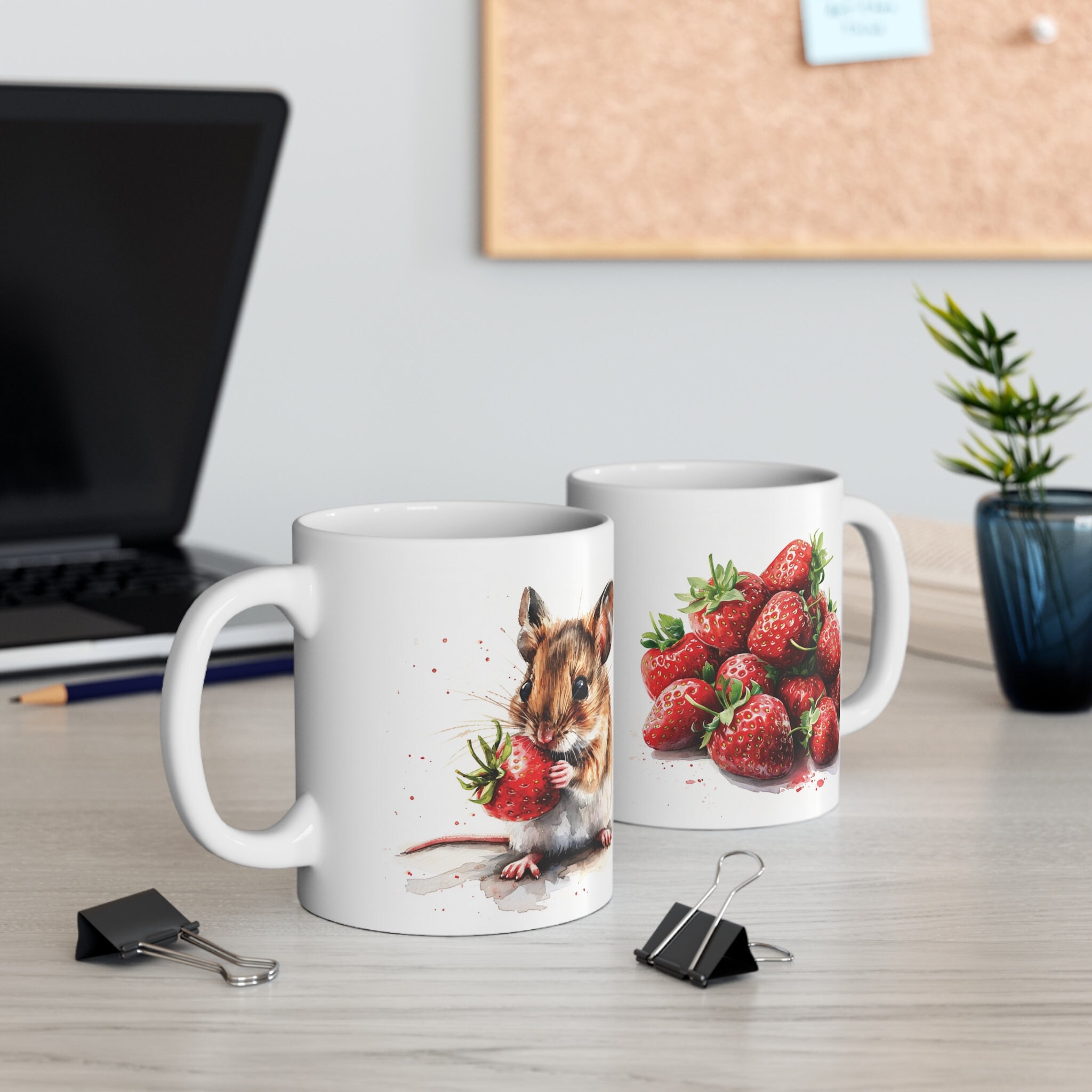 Cottagecore Aesthetic Mouse a Strawberry Mug, Gift for Mouse Lovers ...