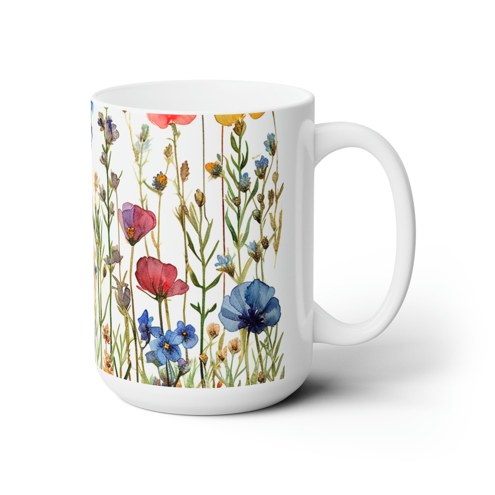 Cottagecore Coffee Mug, Pressed Flowers Mug, Boho Wildflowers, Vintage ...