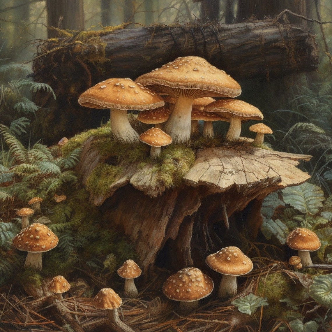 Mushroom Oil Painting Art Livingroom Art Kitchen Art - Etsy