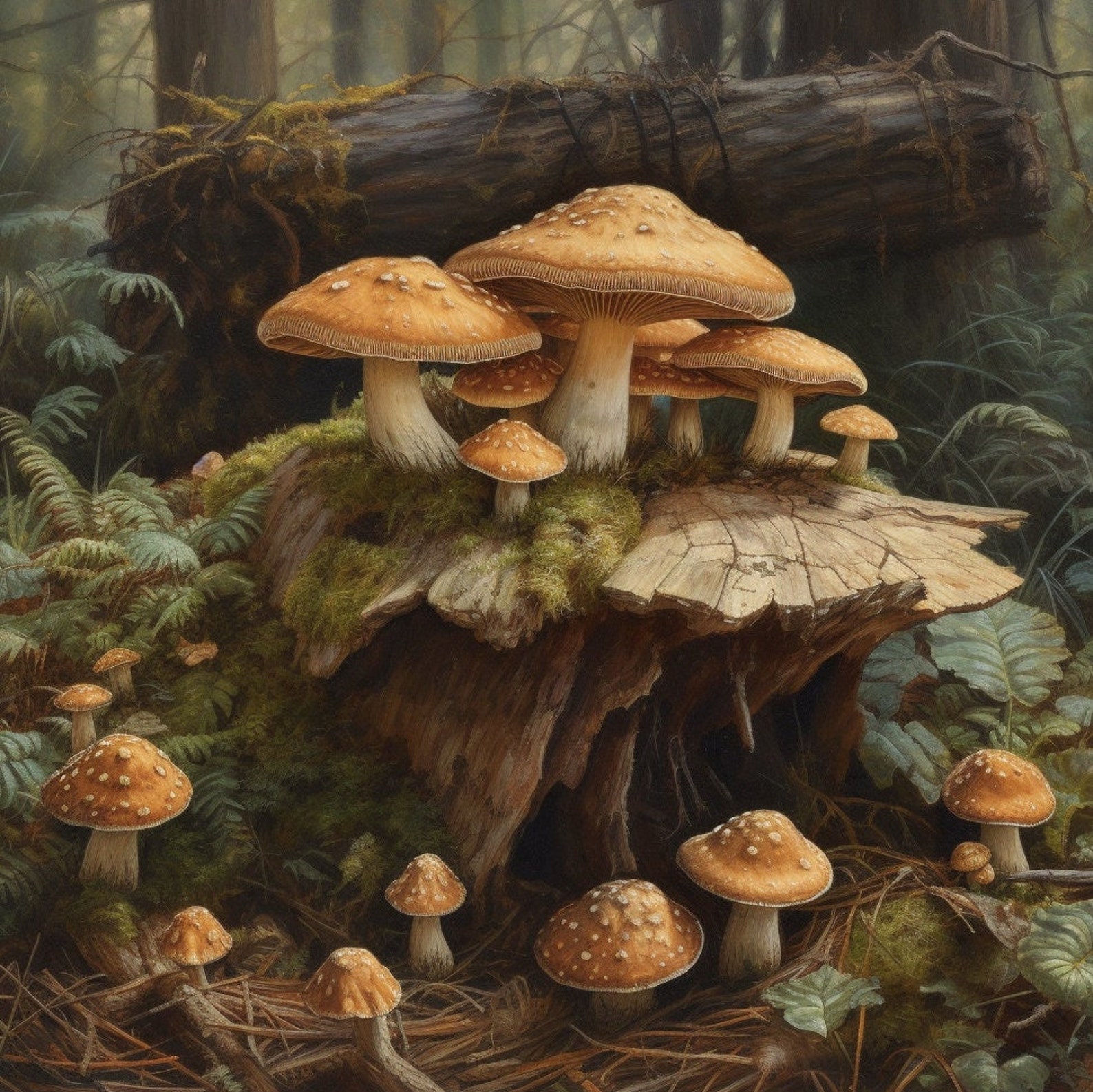 Mushroom Oil Painting Art Livingroom Art Kitchen Art - Etsy