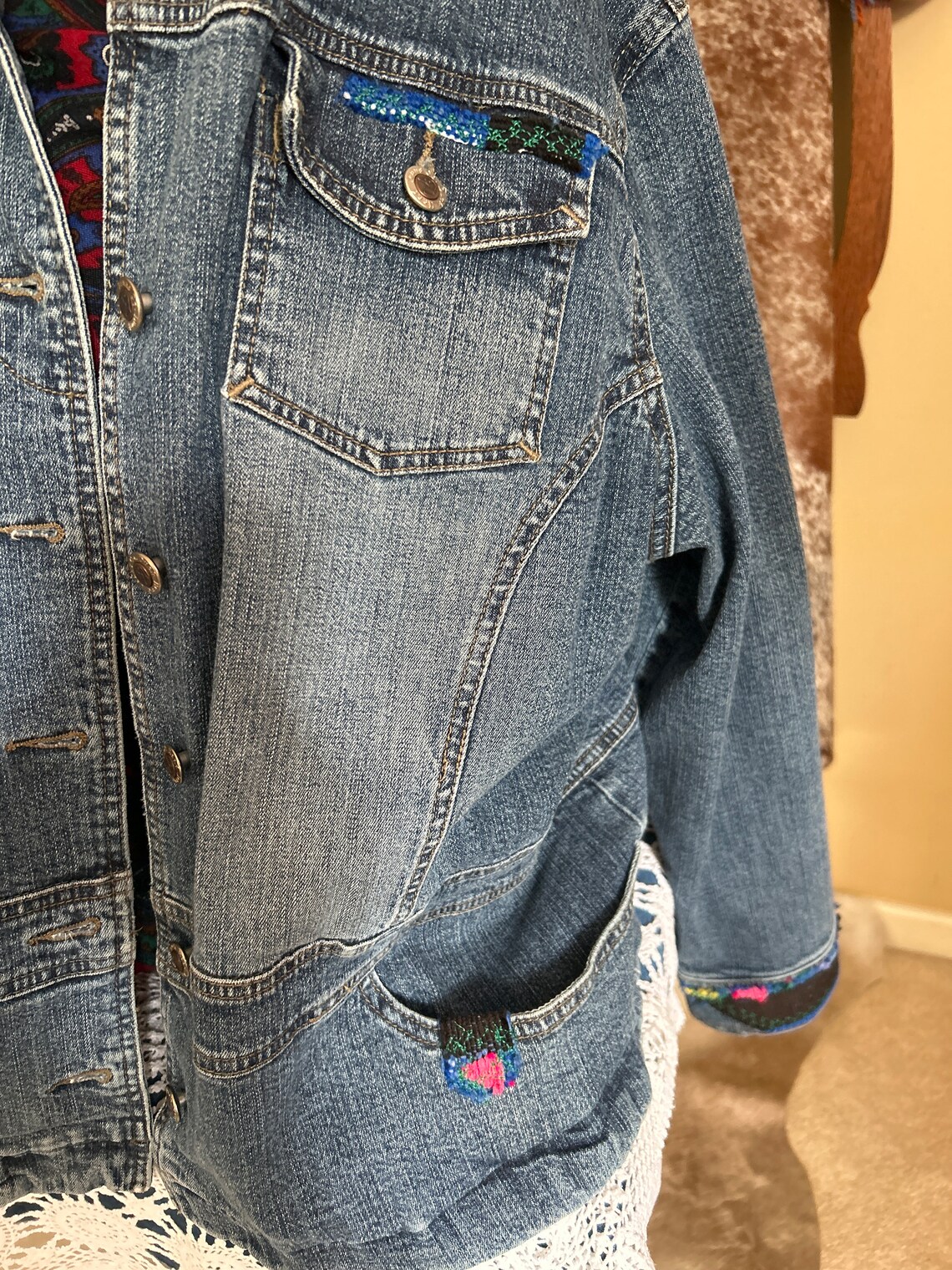 Upscaled Denim Ducks Head Jacket With Rare Vintage Woven Tapestry ...