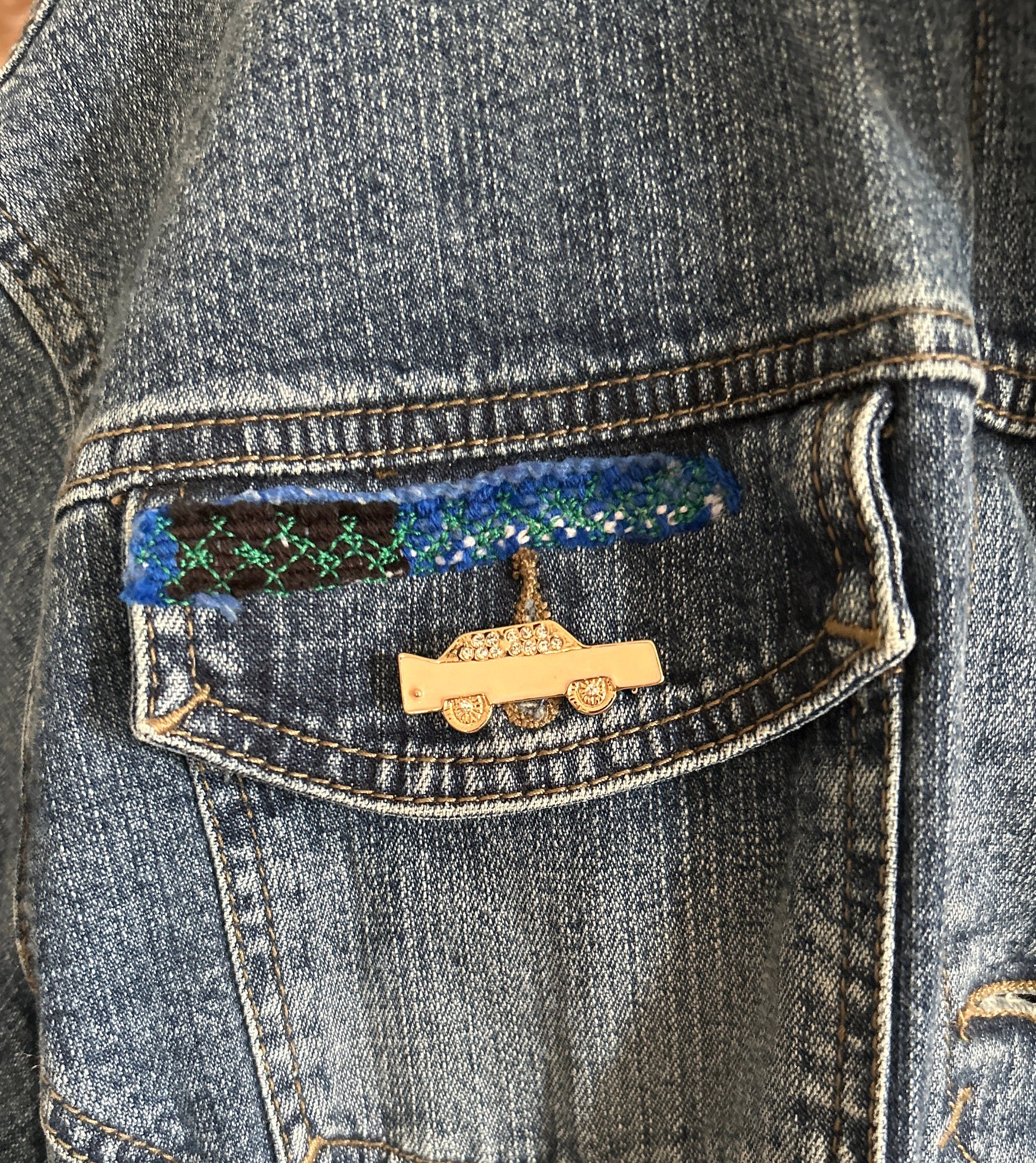 Upscaled Denim Ducks Head Jacket With Rare Vintage Woven Tapestry ...