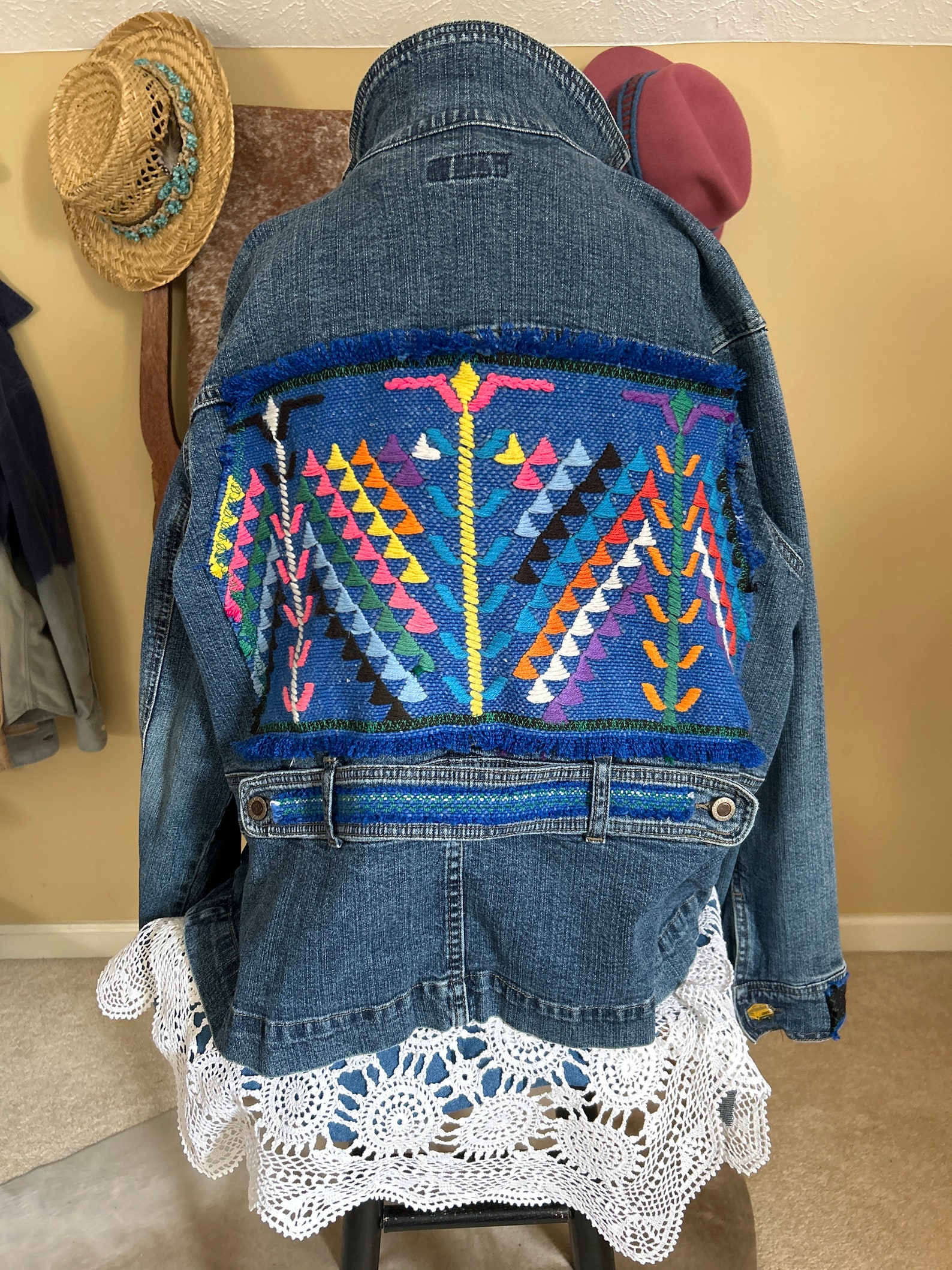 Upscaled Denim Ducks Head Jacket With Rare Vintage Woven Tapestry ...