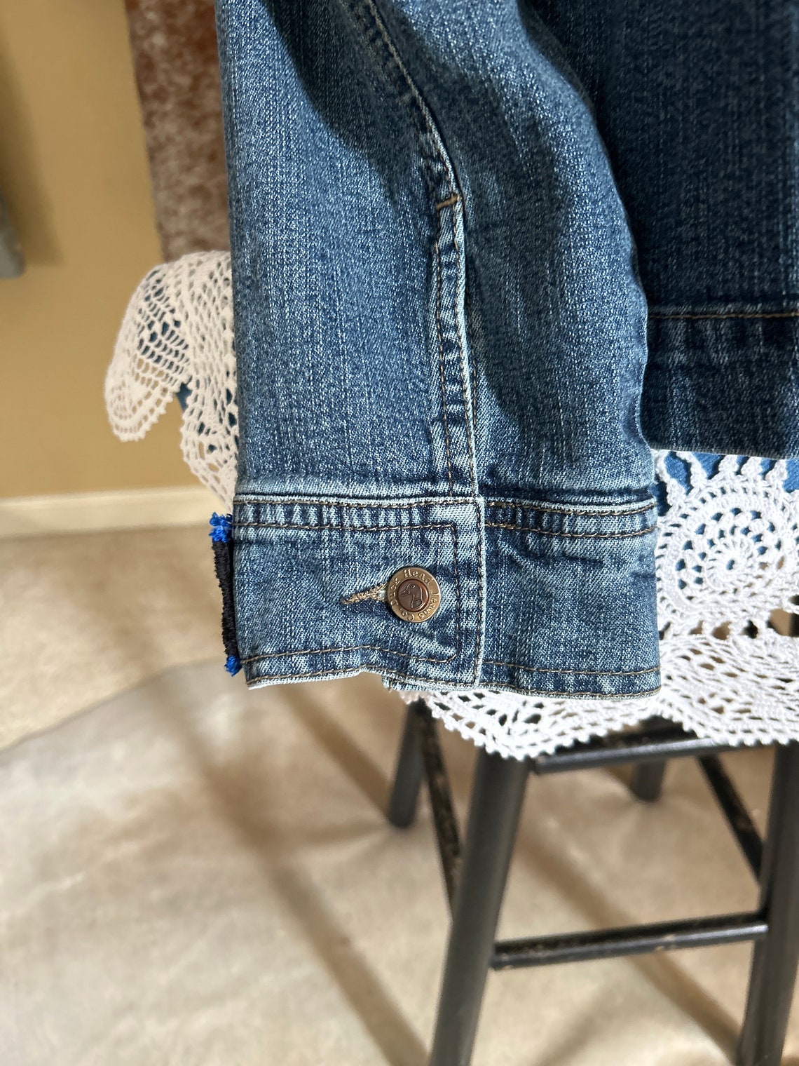 Upscaled Denim Ducks Head Jacket With Rare Vintage Woven Tapestry ...