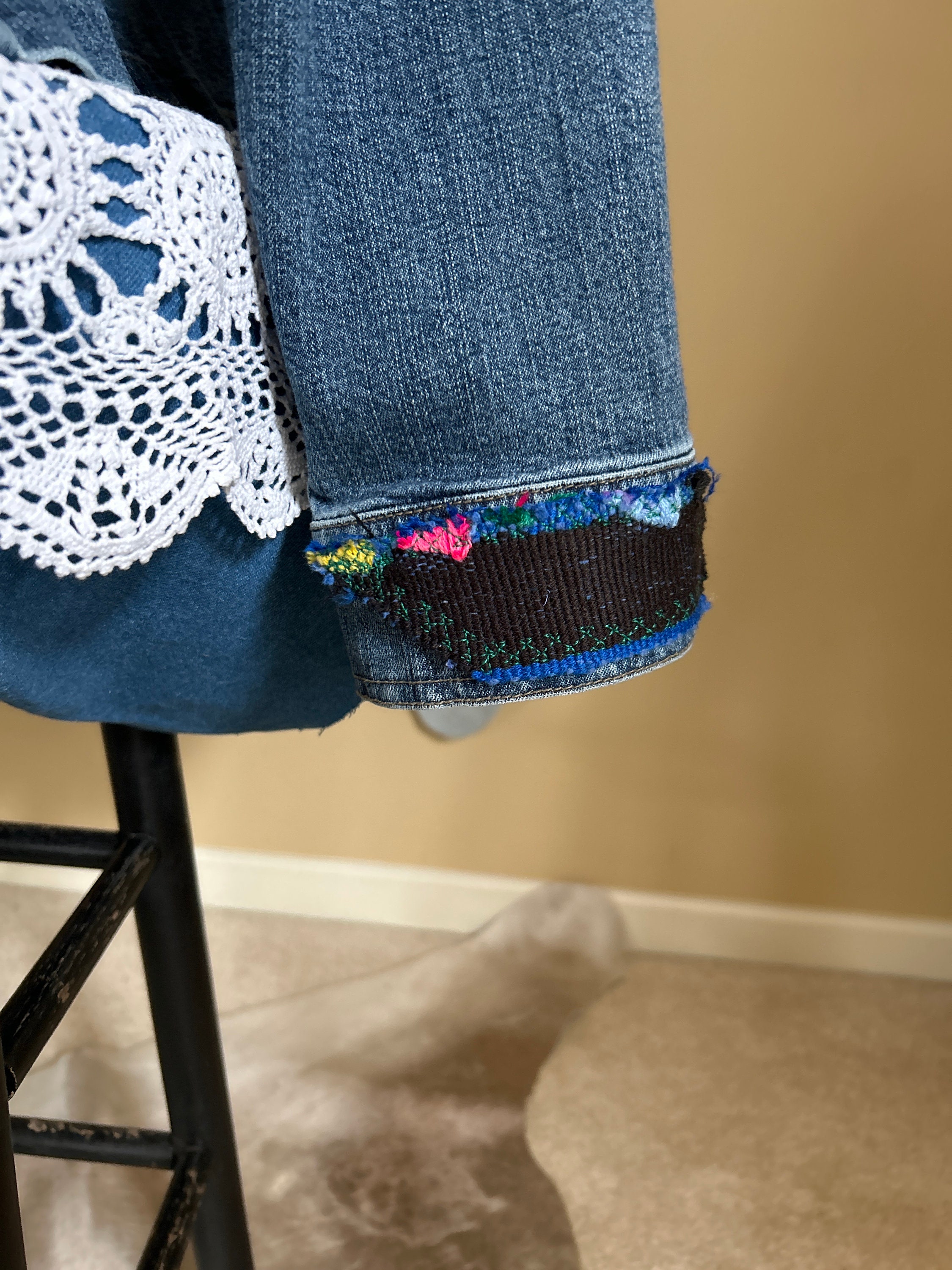 Upscaled Denim Ducks Head Jacket With Rare Vintage Woven Tapestry ...