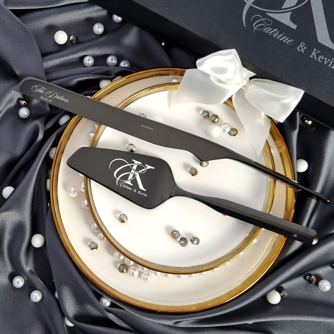 Conjunto de corte para bolo de casamento Black Diamond - Faca e talher ...