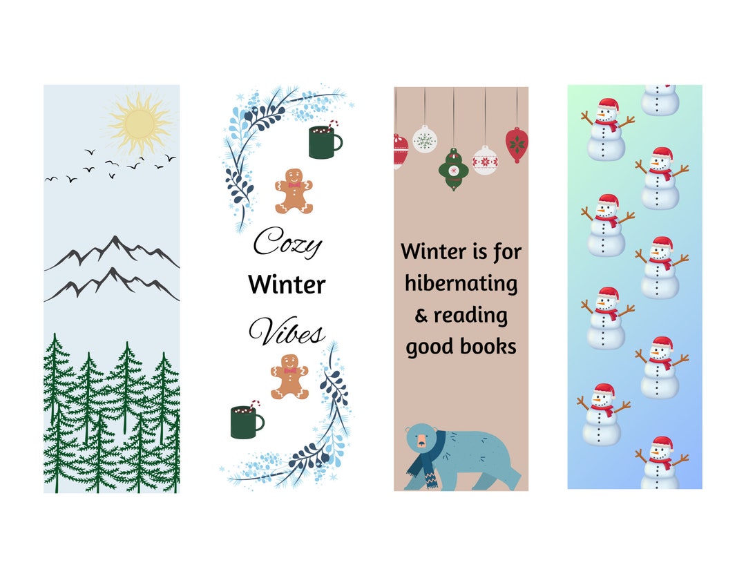 Winter Bookmarks Digital Bookmarks Cozy Reading Reader - Etsy