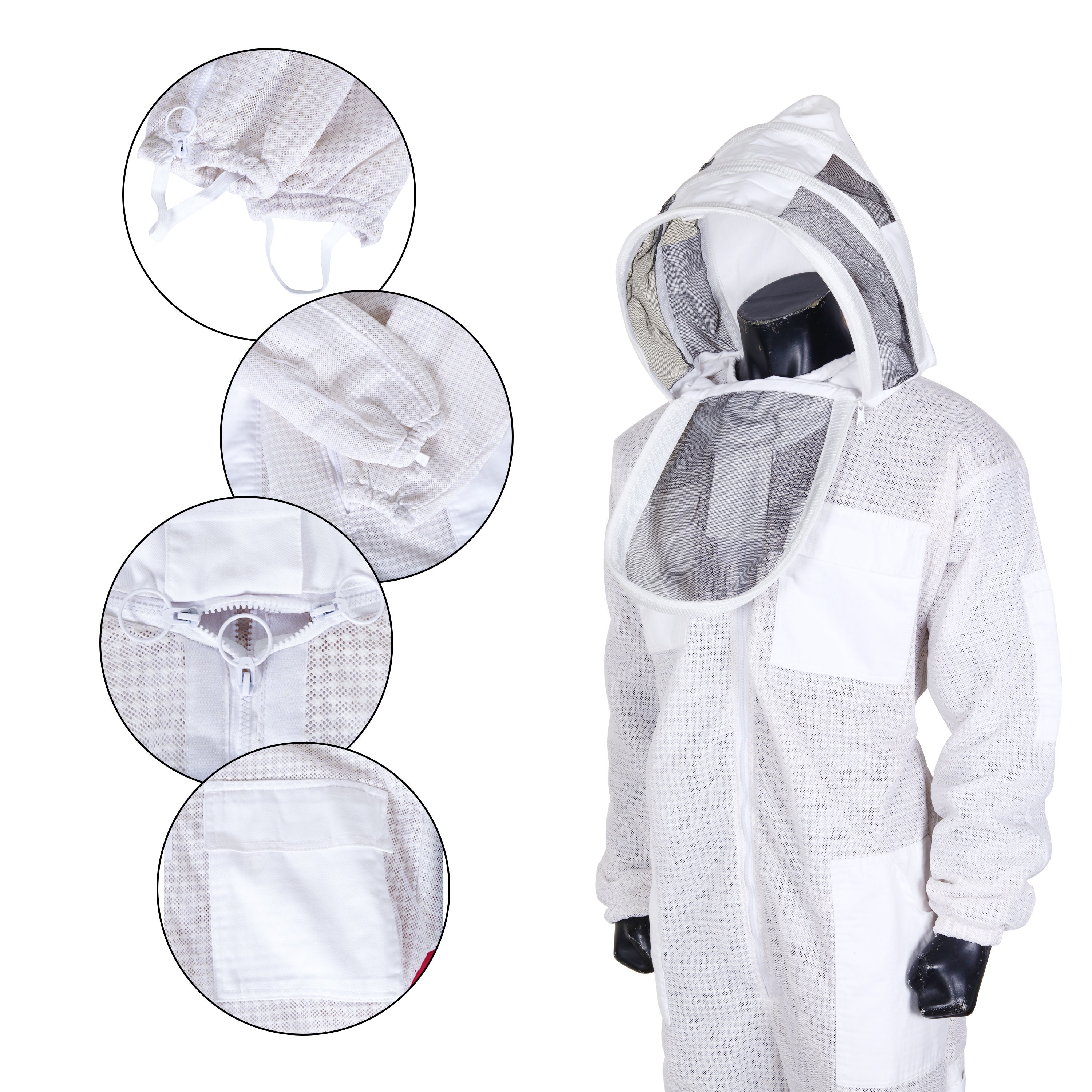 3 Layer Beekeeping Suit With Fencing Veil Bee Suit Professional ...
