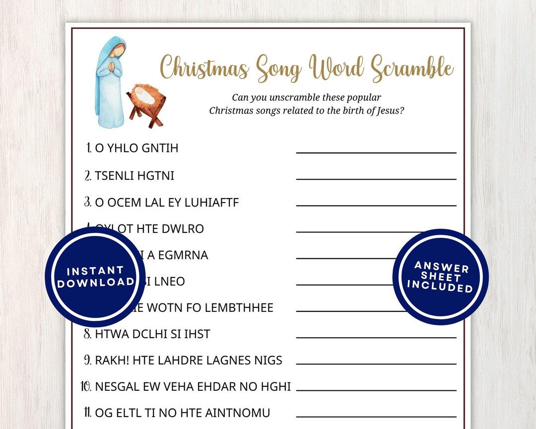 Christian Christmas Word Scramble, 15 Classic Christmas Songs to ...