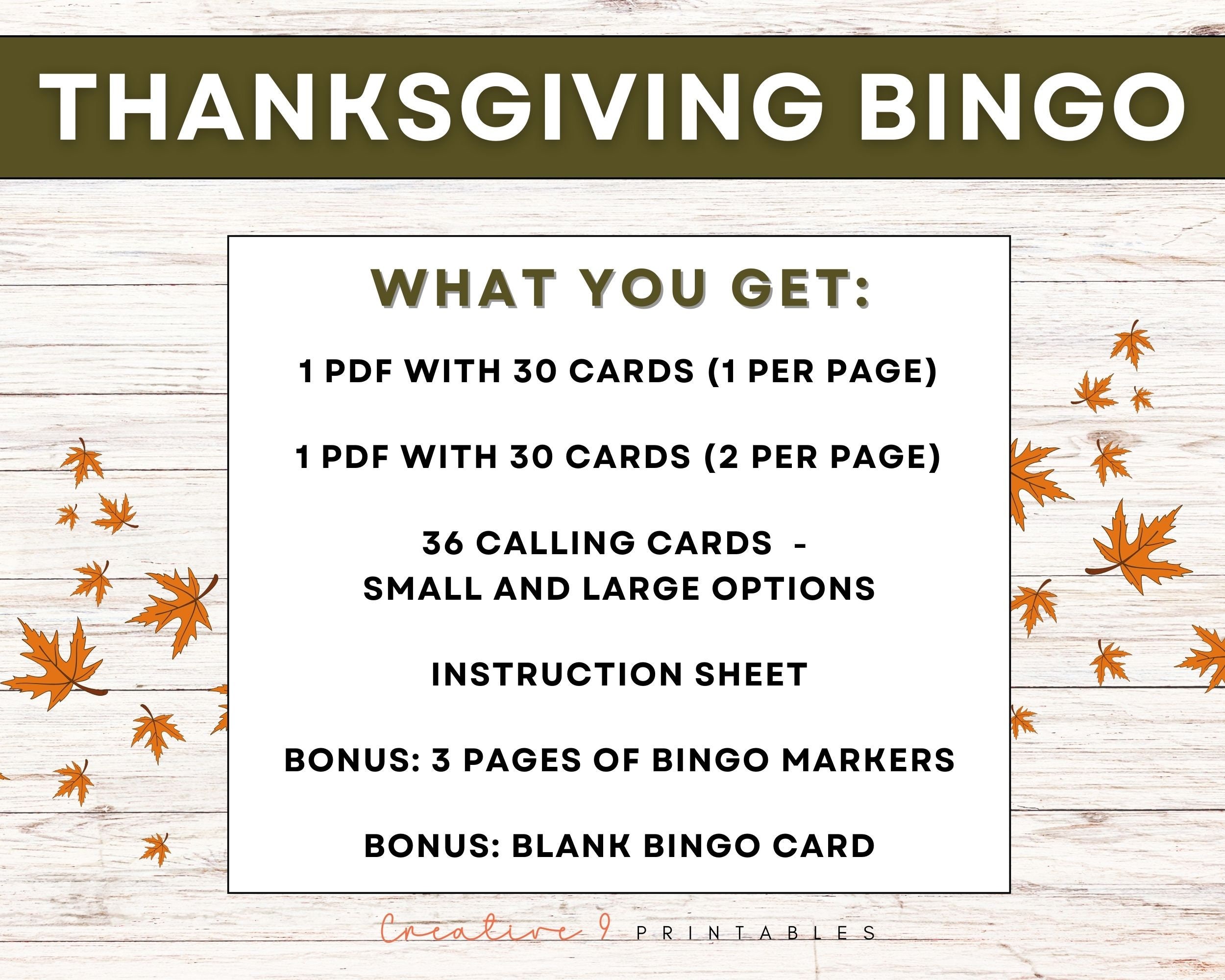 30 Printable Thanksgiving Bingo Cards for Kids and Adults, Thanksgiving ...