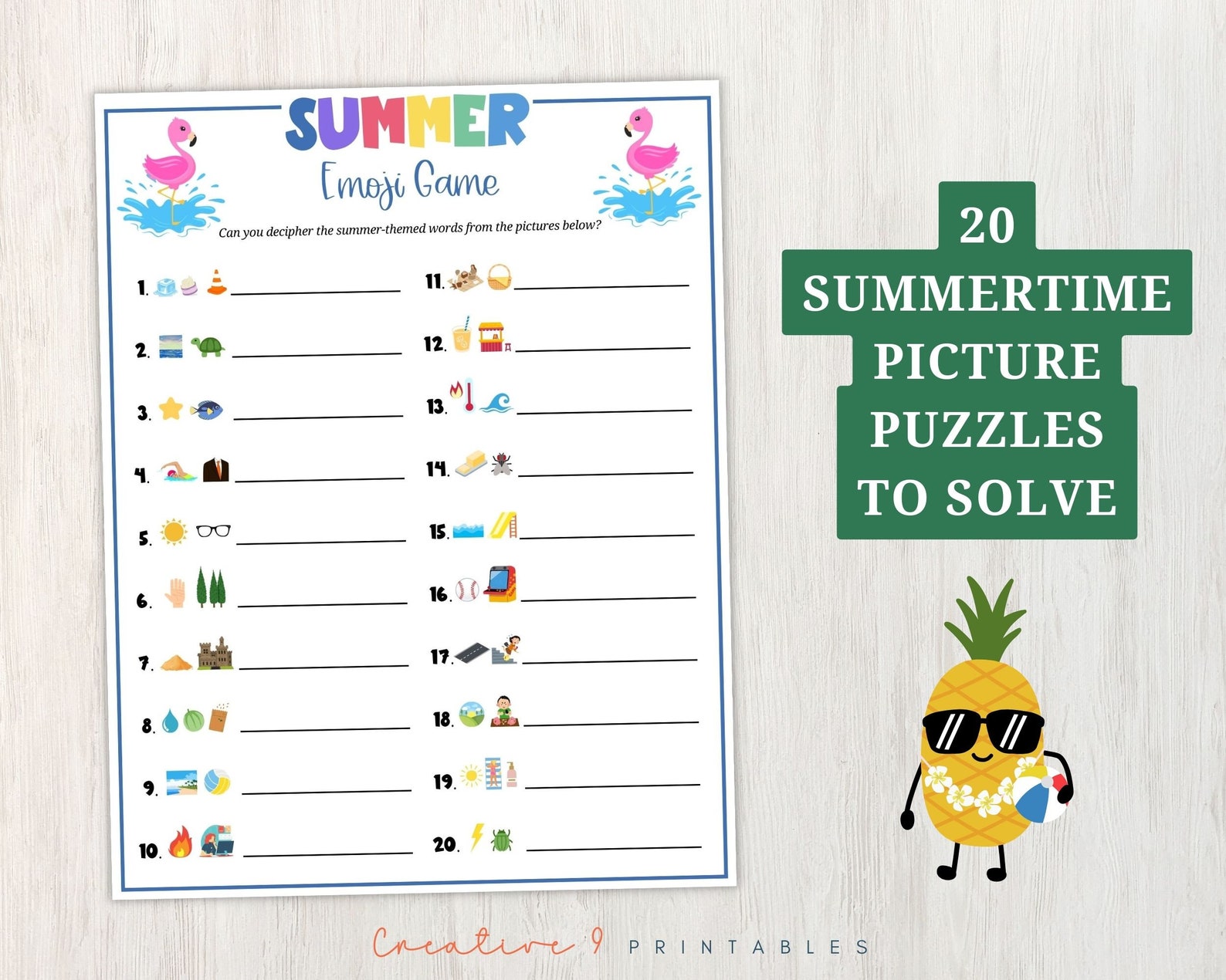 Summer Emoji Printable Game for Kids and Adults, Fun Summertime Trivia ...