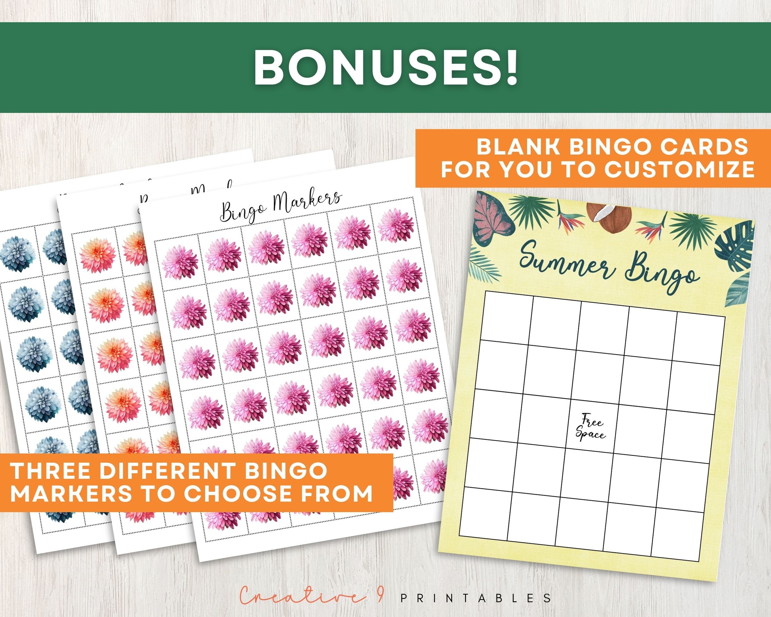 Summer Bingo Printable Game for Kids and Adults, 50 Summertime Bingo ...