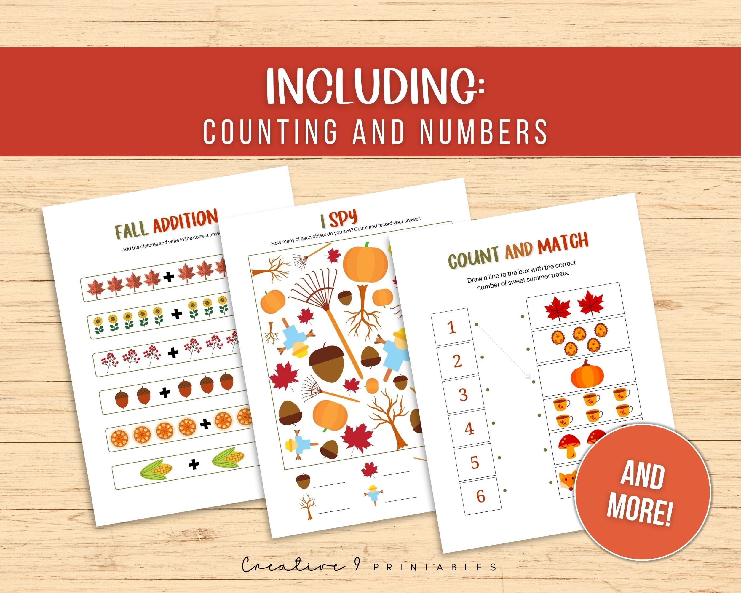 Fall Activity Pack for Preschool and Kindergarten, Fall Printables for ...