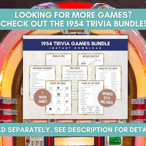 1954 Trivia With Answers, Printable 71st Birthday Game, 10 Fun Quiz ...