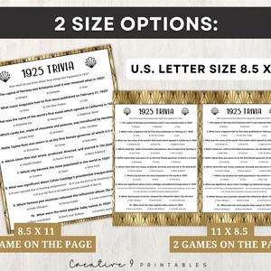 1925 Trivia With Answers, Printable 100th Birthday Game, 10 Fun Quiz ...