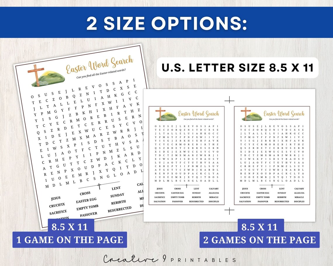 Christian Easter Word Search, Printable Wordsearch Puzzle W/ Answers ...