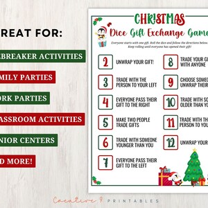 Printable Christmas Gift Exchange Dice Game for Kids and Adults, Fun ...