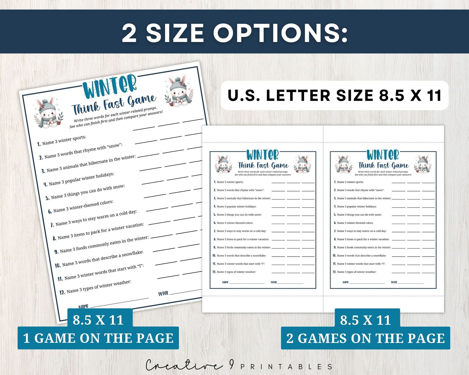 Printable Winter Think Fast Game for Kids and Adults, Think Fast ...