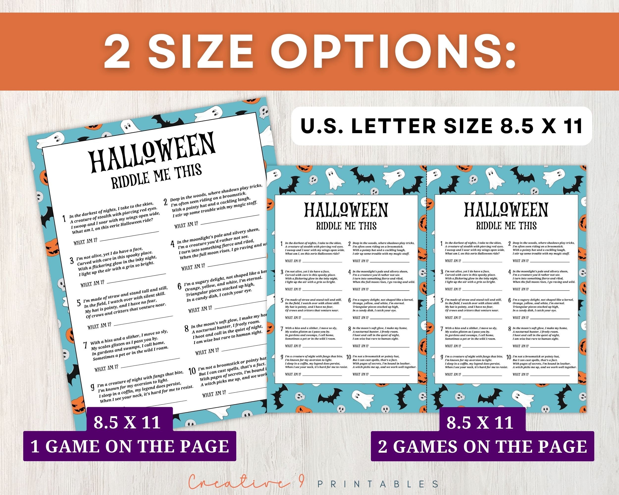 Halloween Riddle Me This Printable Game for Kids, 10 Fun Riddles for ...