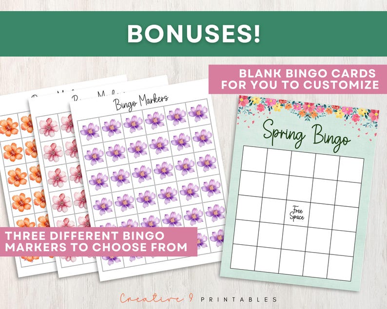 Spring Bingo Printable Game for Kids and Adults, 50 Springtime Bingo ...