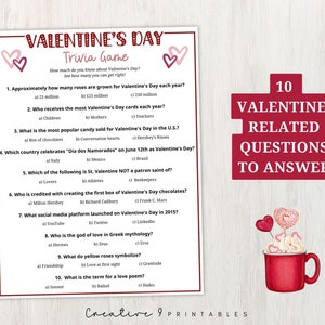Valentine's Day Trivia Printable Game for Kids and Adults, 10 Fun ...