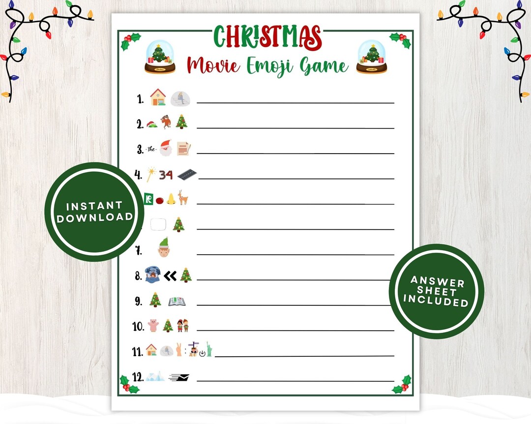 Printable Christmas Movie Emoji Game for Kids and Adults, Great ...