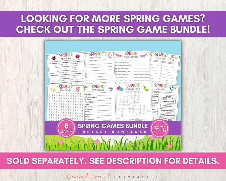 Spring Crossword Puzzle for Kids and Adults, Fun Printable Springtime ...