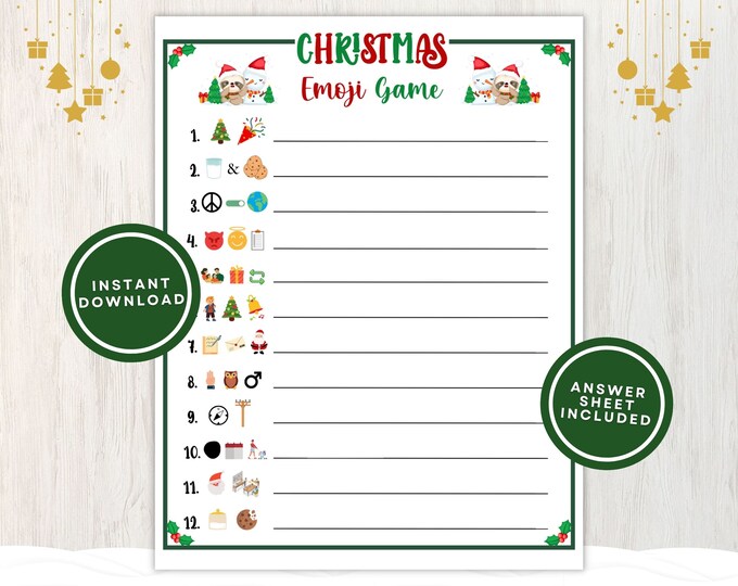 Christmas Emoji Game Printable| Christmas Trivia | Christmas Game ...