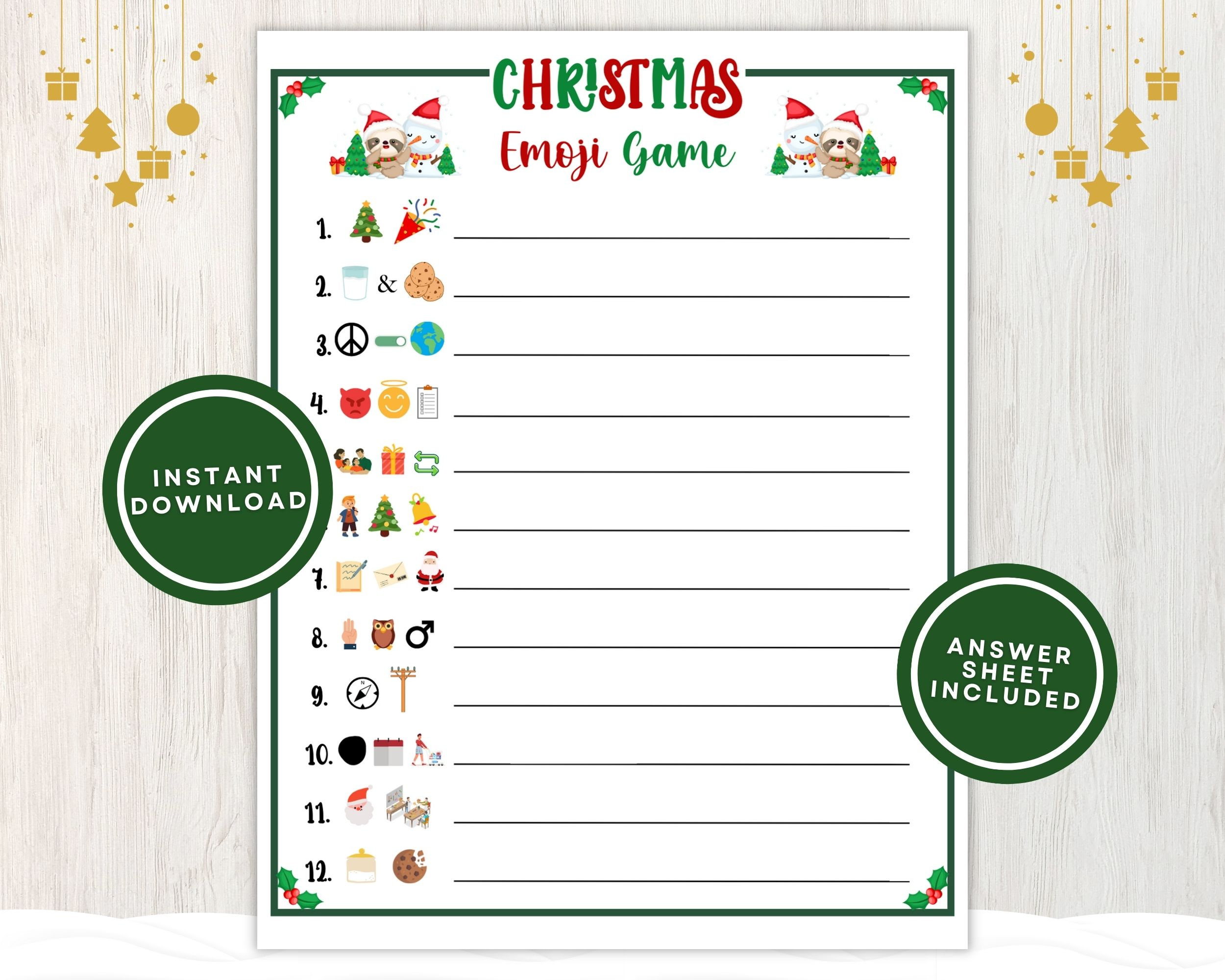Printable Christmas Emoji Game for Kids and Adults, Fun Christmas Game ...