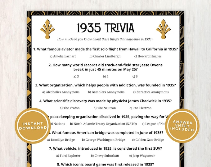 90th Birthday Printable Games Bundle | Born in 1935 Party Idea | 90th ...