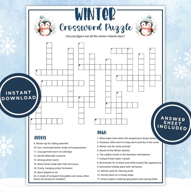 Winter Puzzles Pdf - Etsy