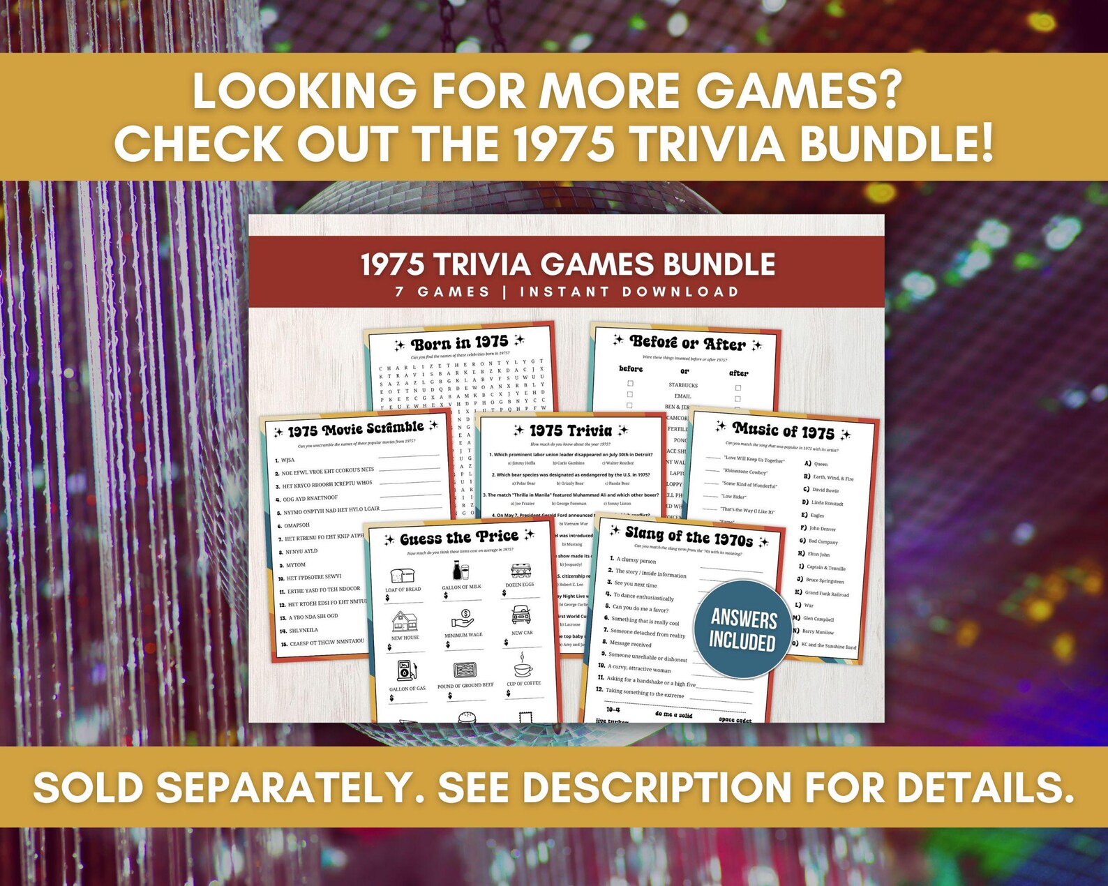 1975 Trivia With Answers, Printable 50th Birthday, Reunion, or ...