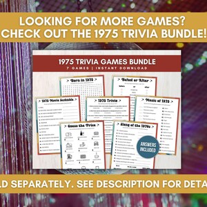 1975 Trivia With Answers, Printable 50th Birthday, Reunion, or ...