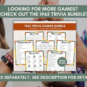 1965 Trivia With Answers, 60th Birthday Party, 60th Anniversary, Born ...