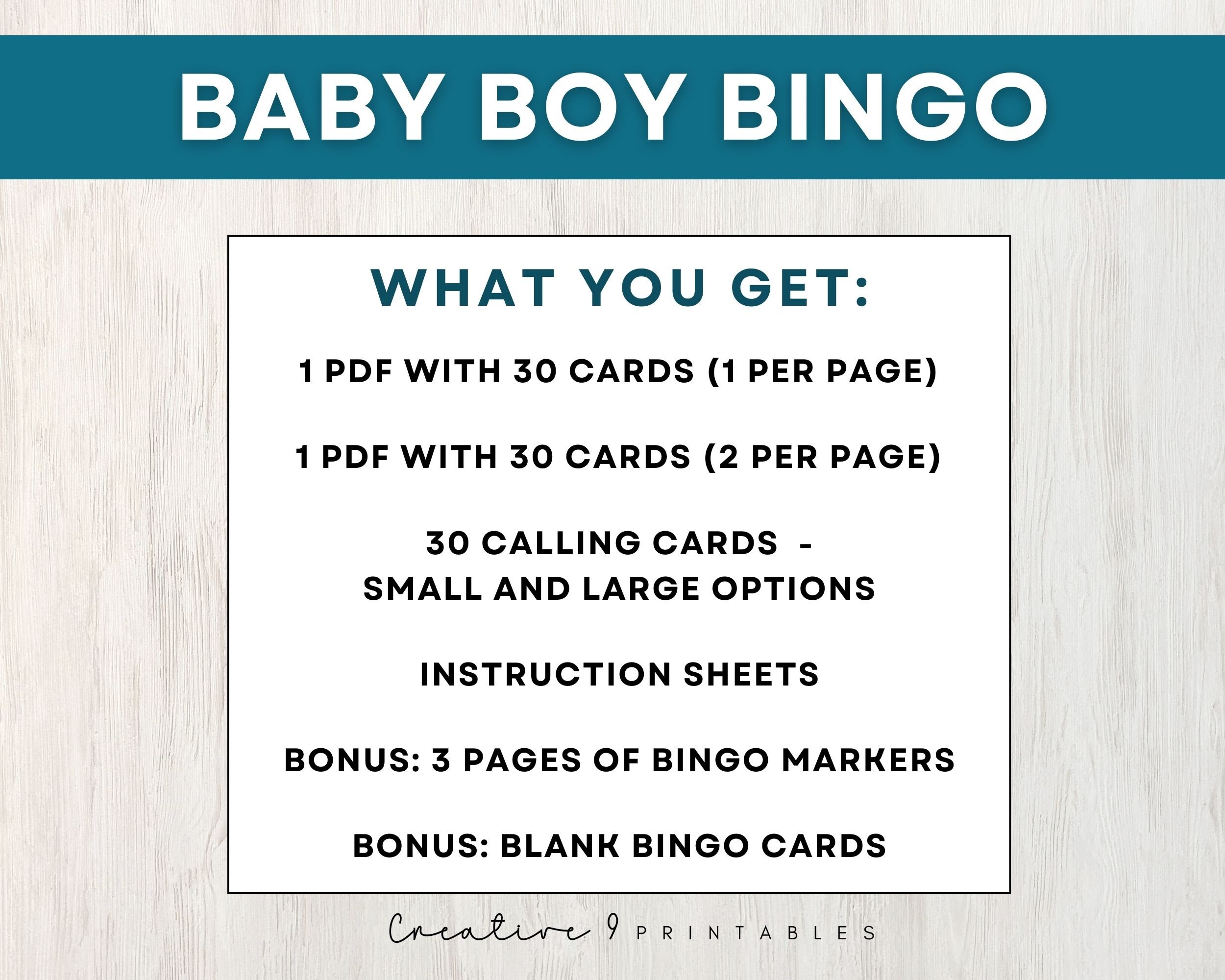 Baby Shower Bingo Game, 30 Printable Baby Boy Bingo Cards, Fun Activity ...