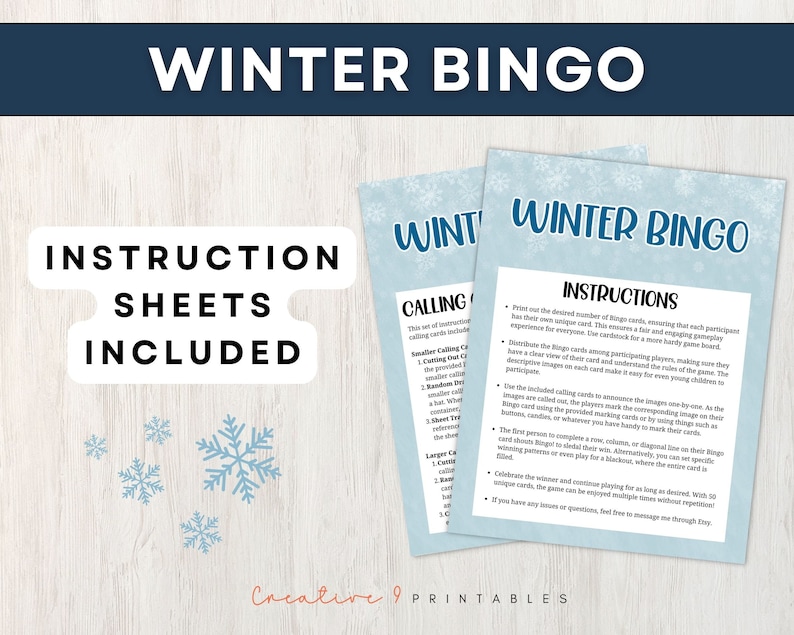 Winter Bingo Printable Game for Kids, Adults, and Seniors, 30 Bingo ...