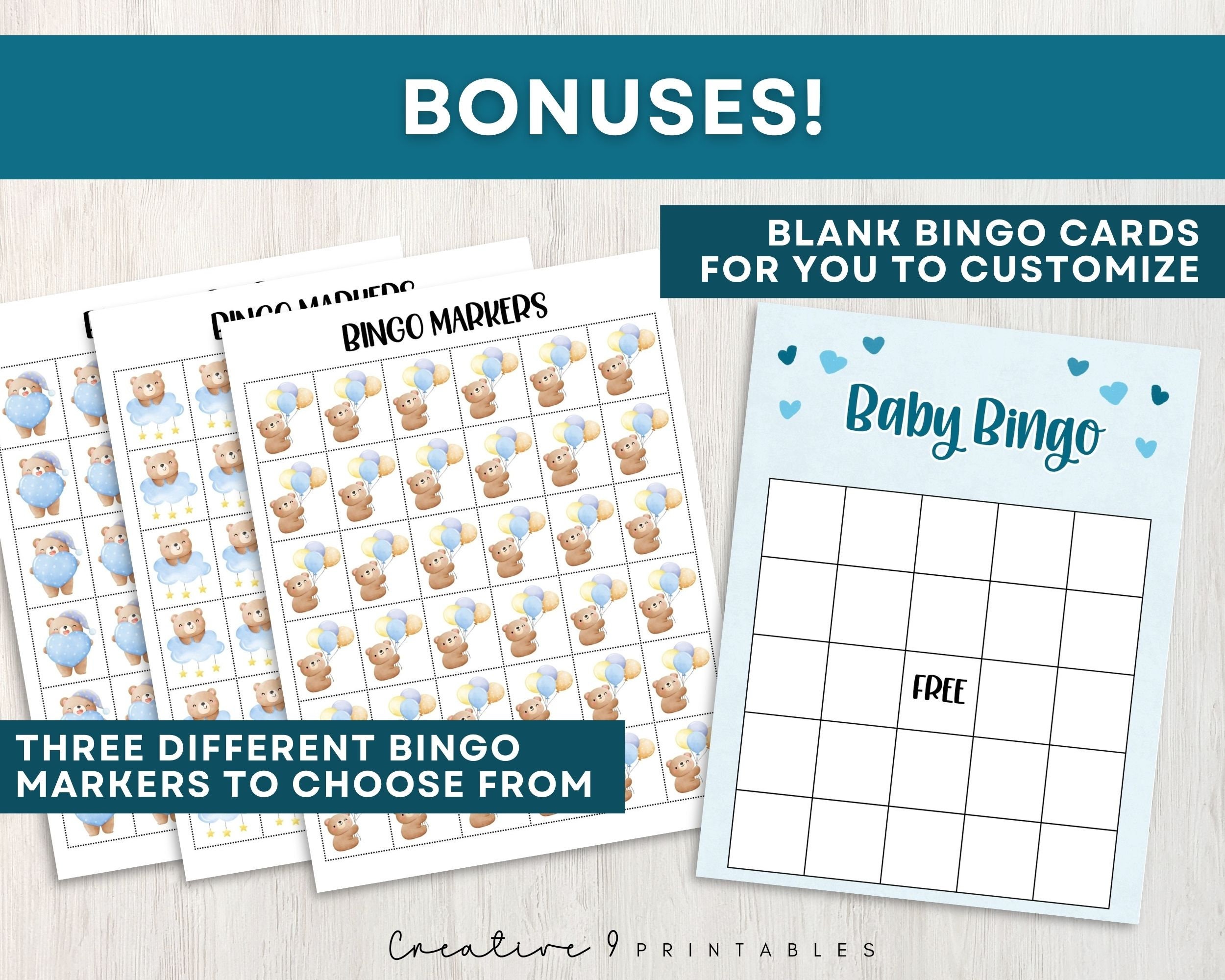 Baby Shower Bingo Game, 30 Printable Baby Boy Bingo Cards, Fun Activity ...