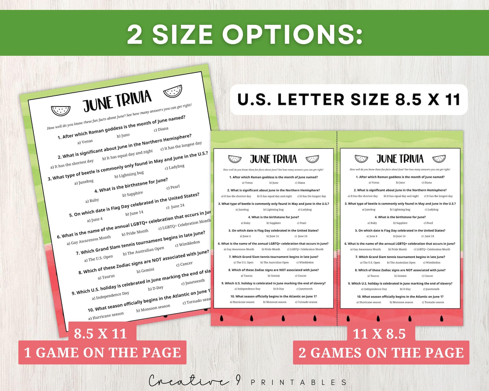 June Trivia Printable Game for Kids and Adults, 10 Fun Facts Quiz ...