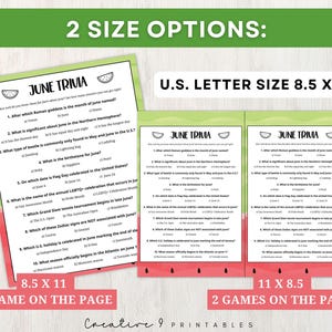 June Trivia Printable Game for Kids and Adults, 10 Fun Facts Quiz ...