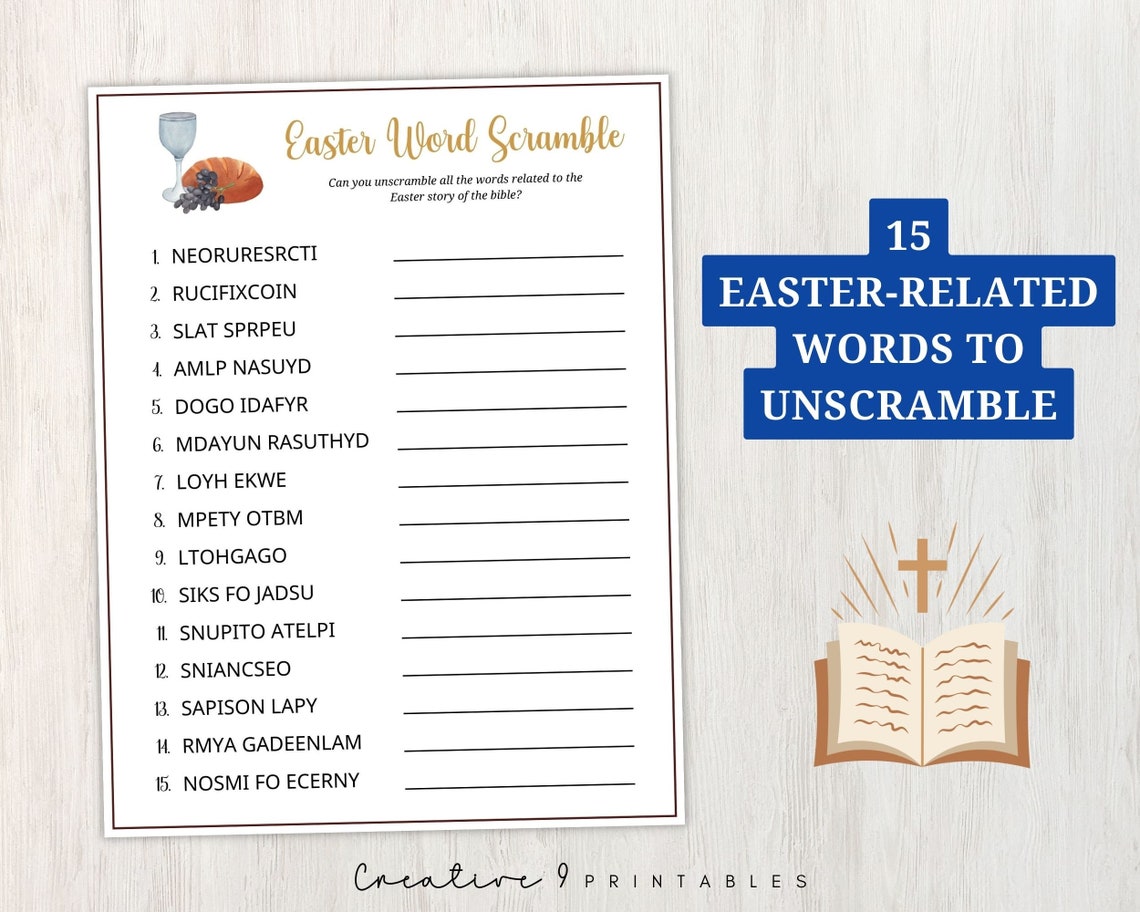Christian Easter Word Scramble, 15 Bible Story Easter Words to ...