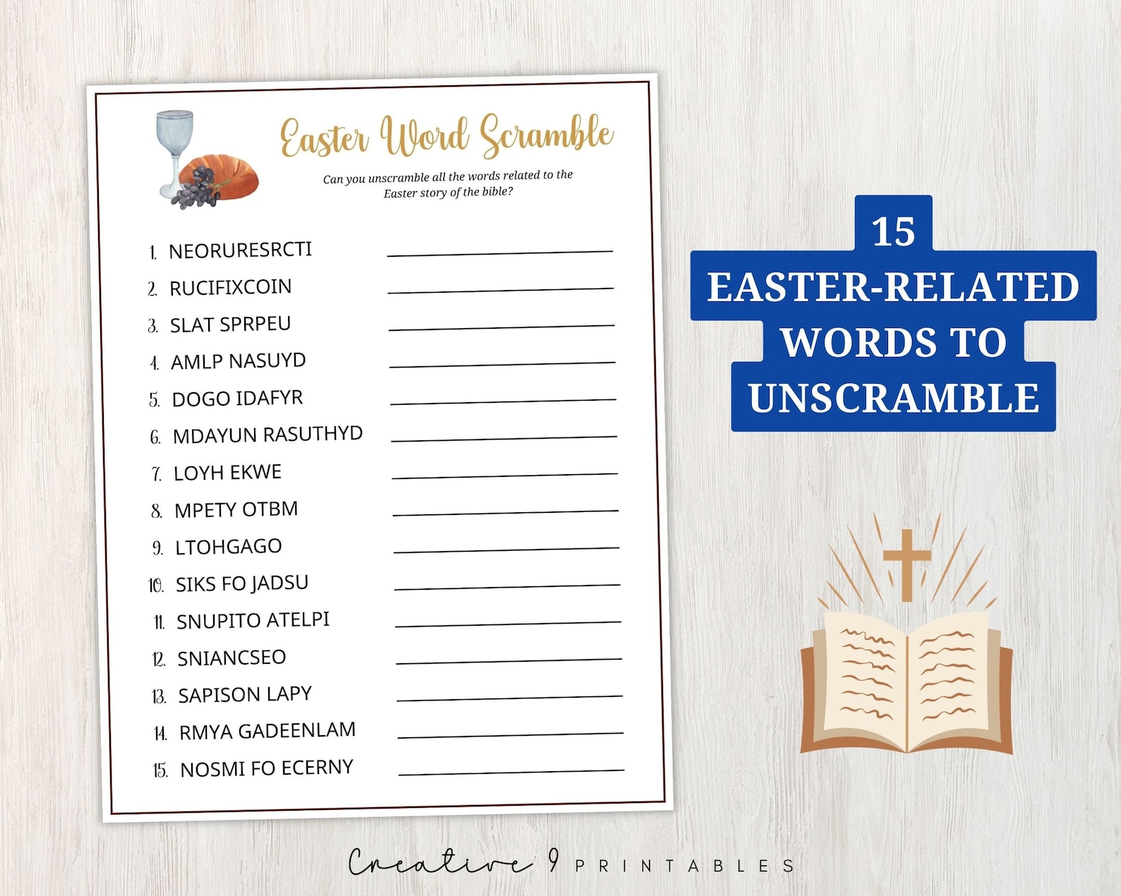 Christian Easter Word Scramble, 15 Bible Story Easter Words to ...