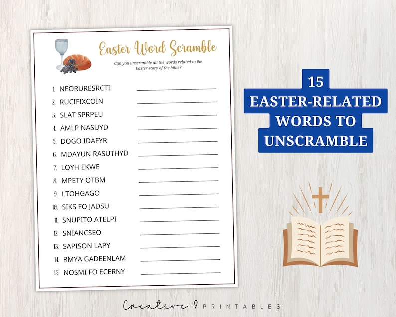 Christian Easter Word Scramble, 15 Bible Story Easter Words to ...