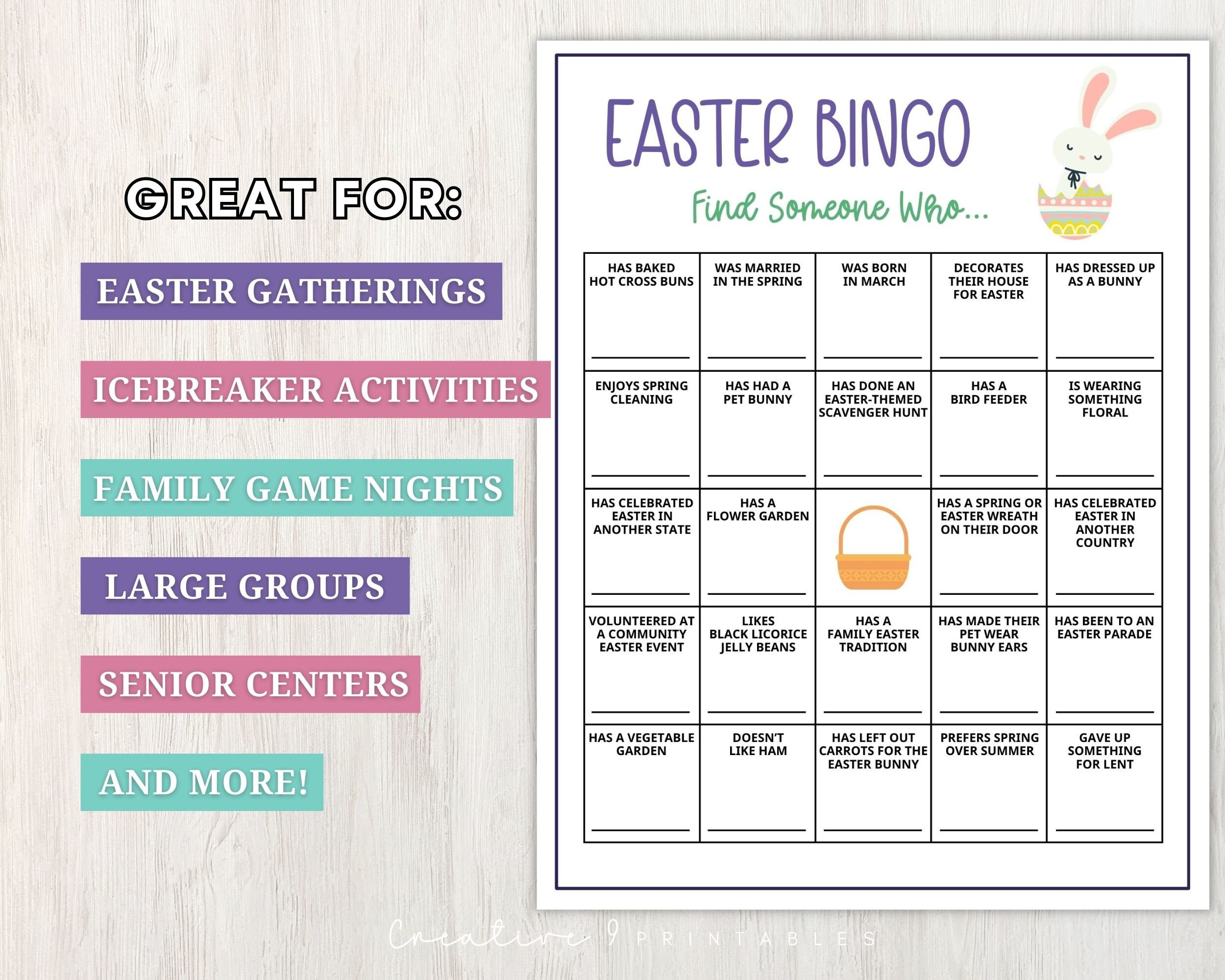 Easter Find the Guest Bingo Printable Game for Adults, 50 Prefilled ...