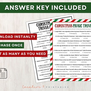 Printable Christmas Carol Trivia Game for Adults and Kids, 10 Fun ...