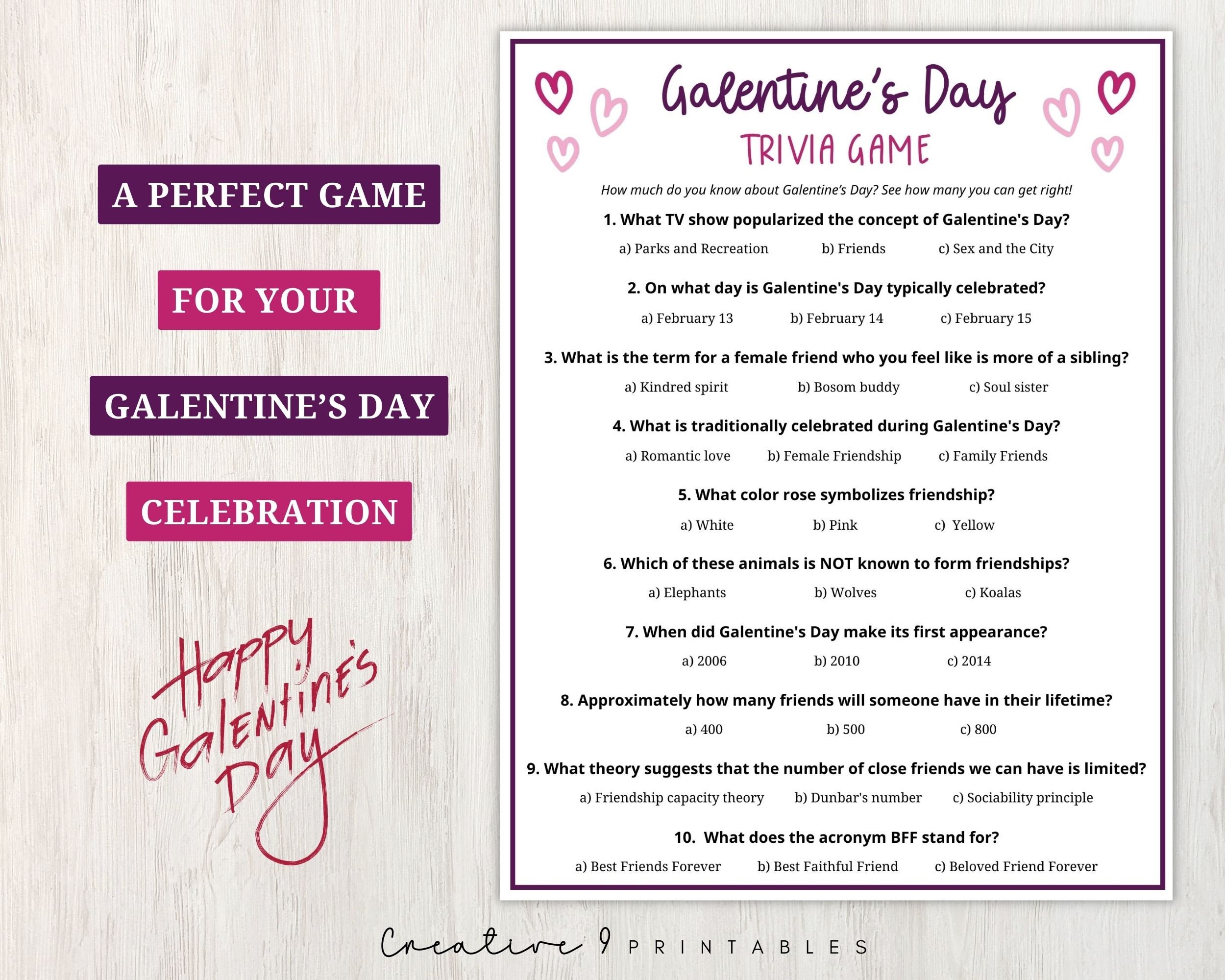 Galetnine's Trivia Printable Game for Adults and Teens, 10 Quiz ...