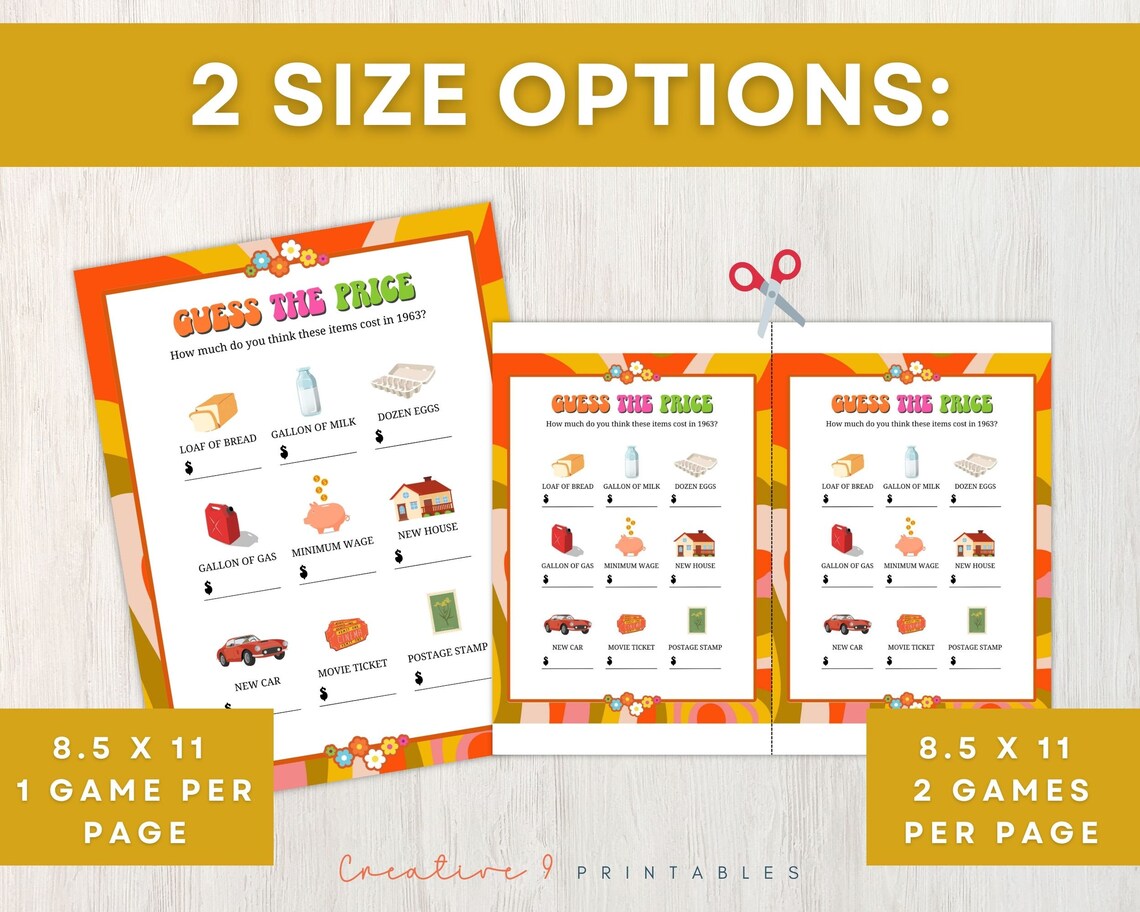 1963 Trivia Game Bundle, Born in 1963 Party Games for Birthday or ...