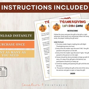 Printable Thanksgiving Left Right Game for Kids and Adults, Pass the ...