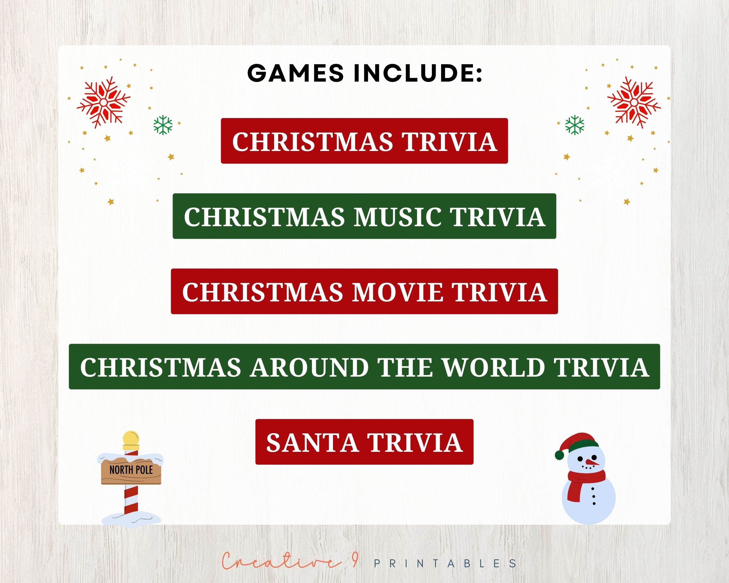 Printable Christmas Trivia Game Pack for Adults and Kids, 5 Christmas ...