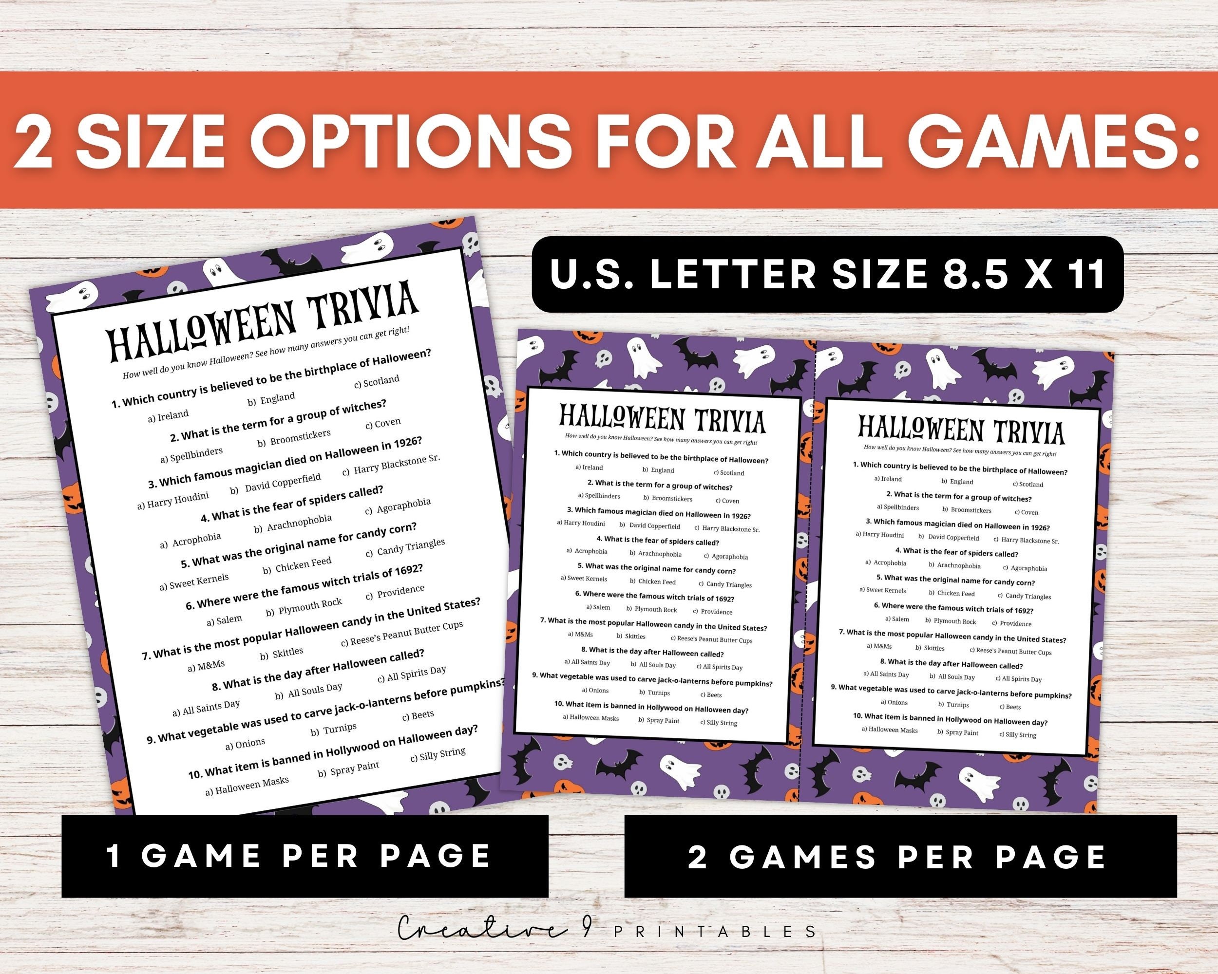 Printable Halloween Party Games Bundle for Kids and Adults, 5 Halloween ...