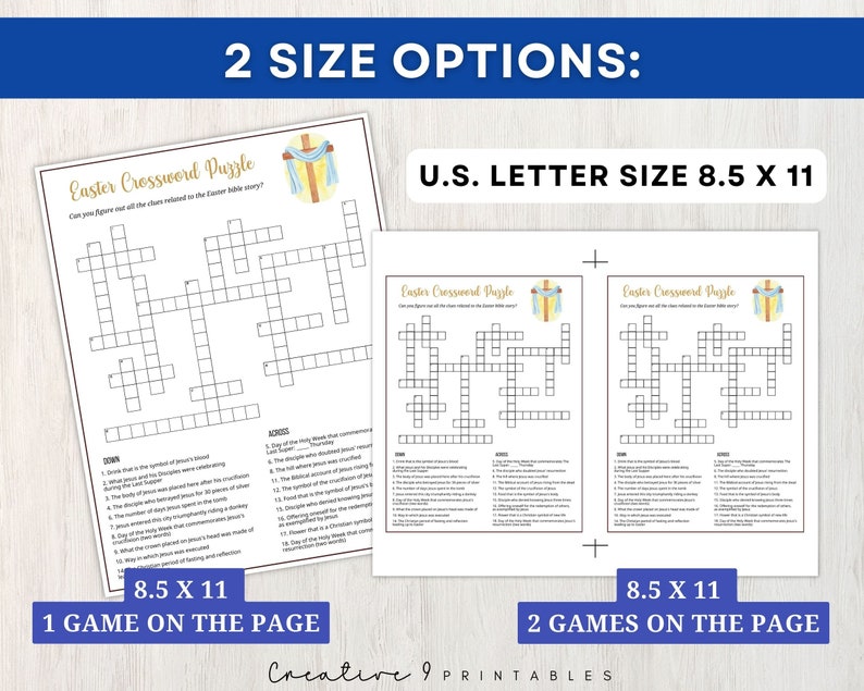 Christian Easter Crossword Puzzle for Adults and Kids, Fun Printable ...